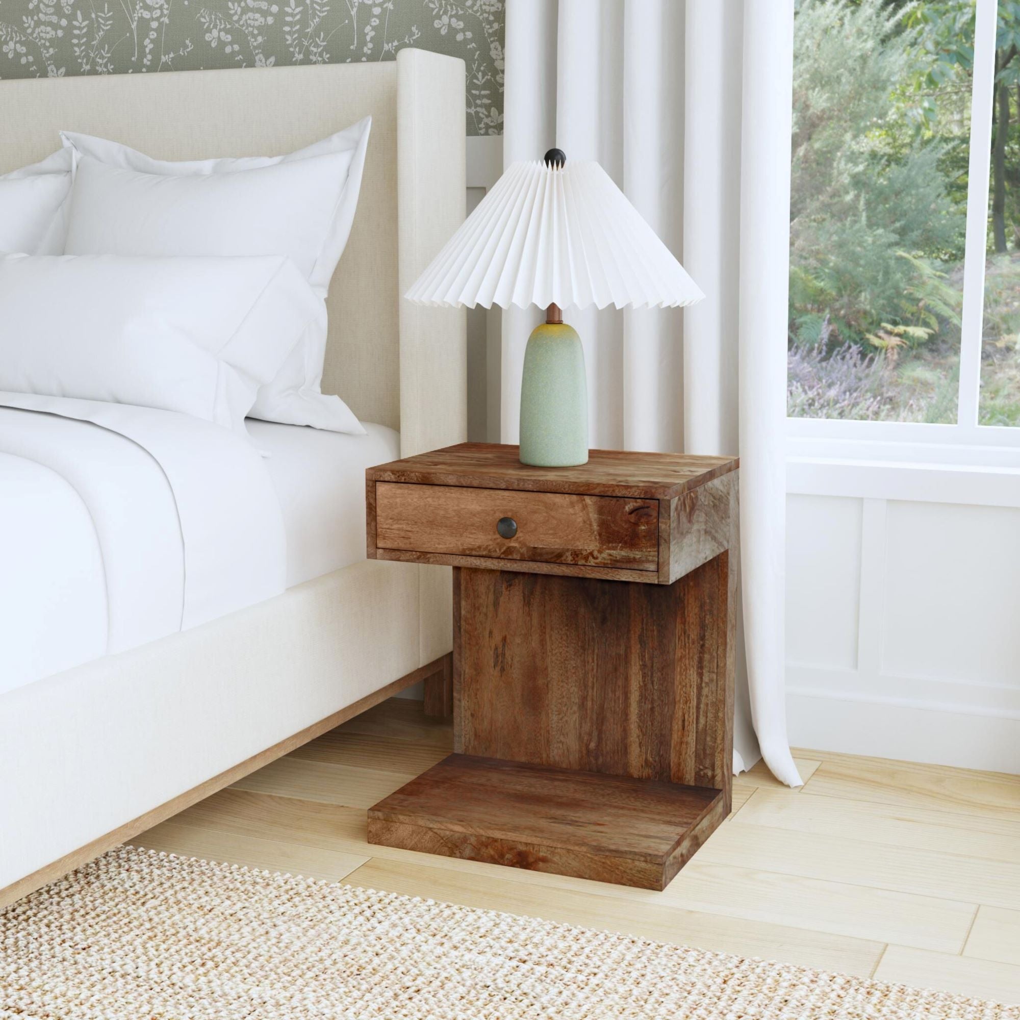 Baker C Shaped Table with Drawer