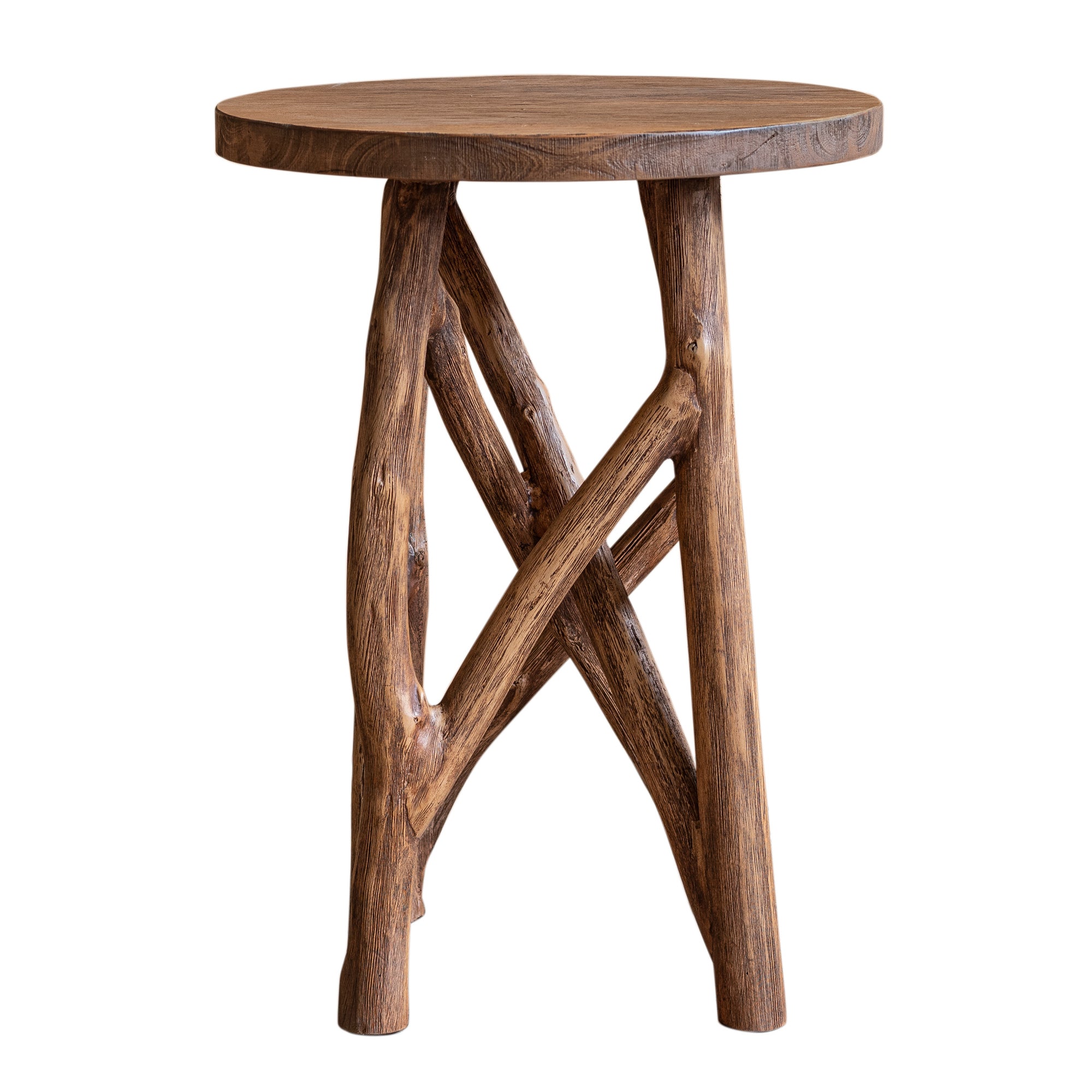 Eli Hand-Carved Twig Side Table Unique Hand-Carved Twig Accent Side Table for Rustic and Nature ...