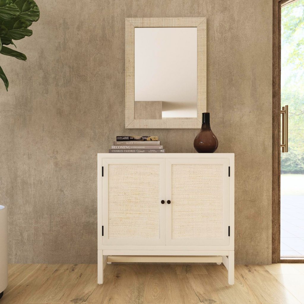 Raffia Paneled 2 Door Storage Cabinet – East at Main