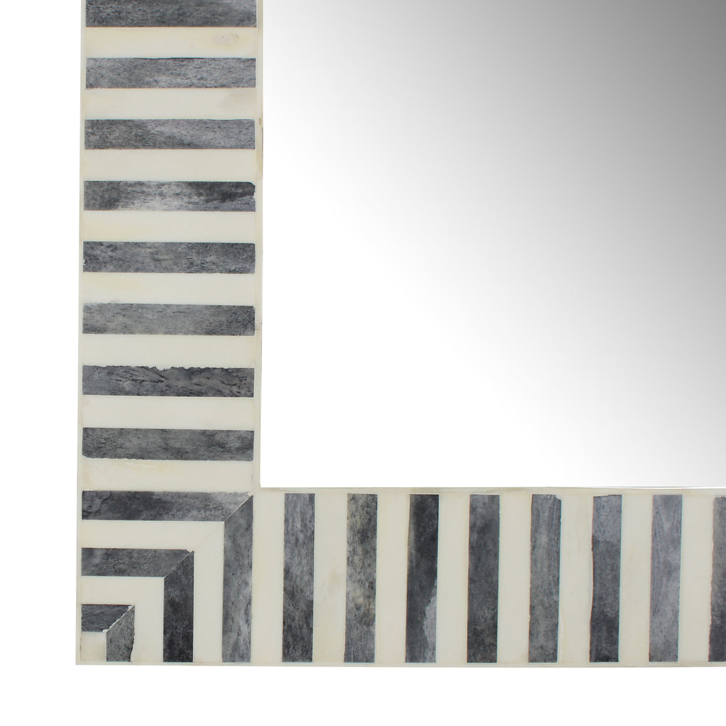 Aurora Round & Rectangle Bone Inlay Mirror Unique Handcrafted Neutral ...