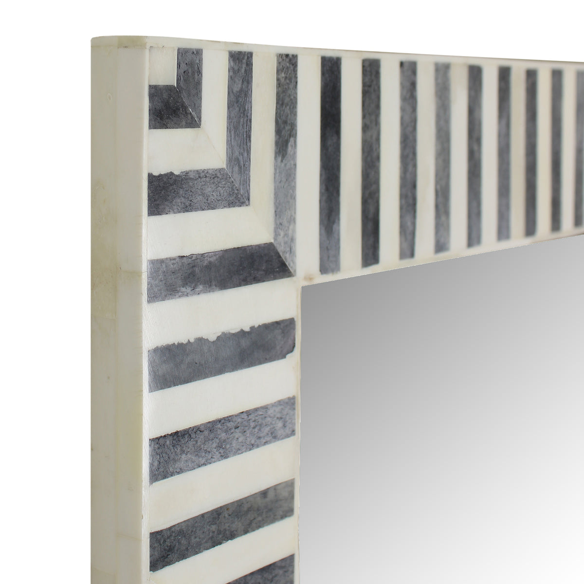 Aurora Round & Rectangle Bone Inlay Mirror – Unique Handcrafted Neutral ...