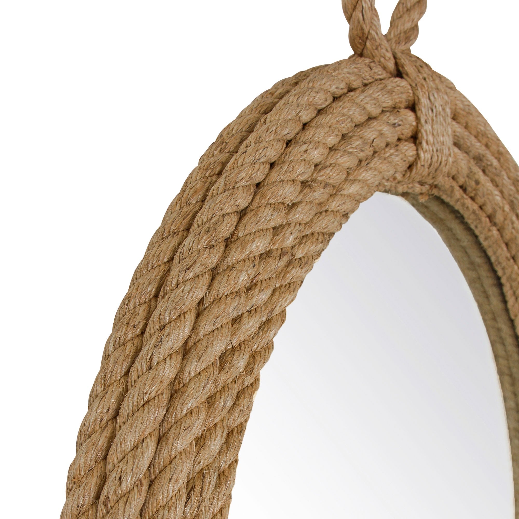 Aspen Round Handwoven Jute Rope Mirror | East at Main