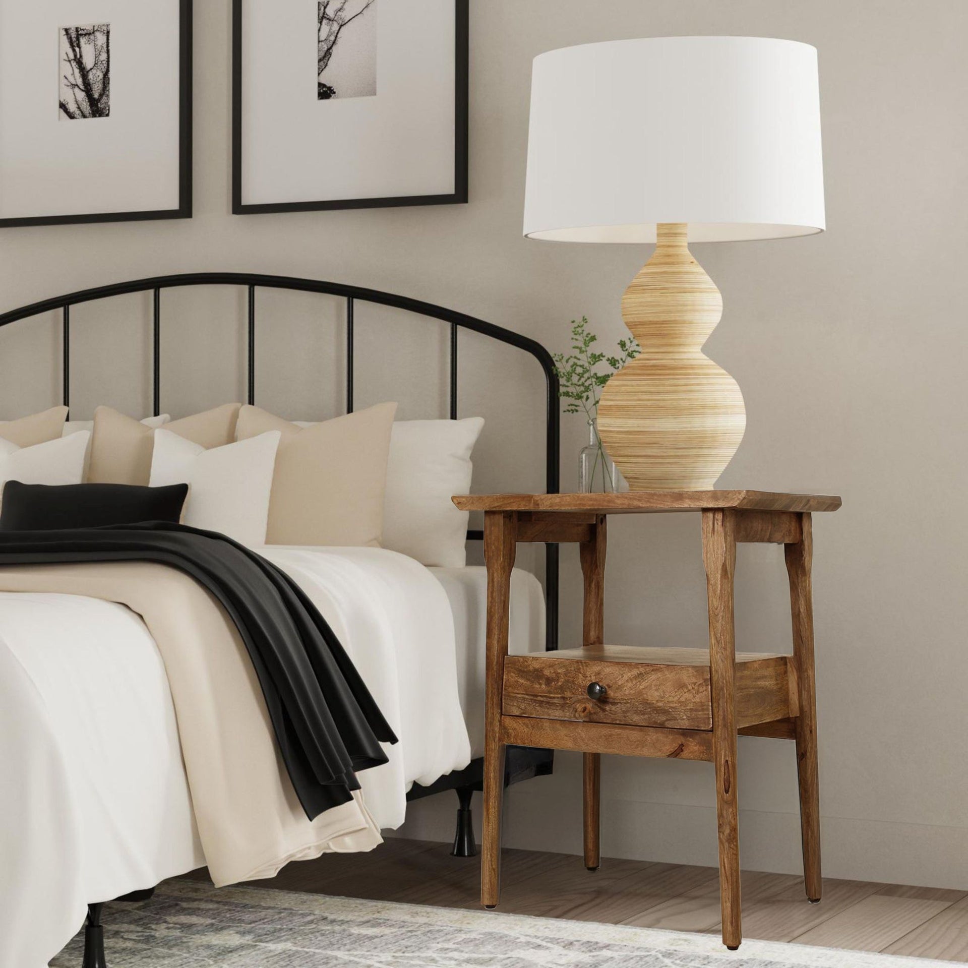 Kit 1 Drawer Storage Side Table – Solid Mango Wood End Table or ...