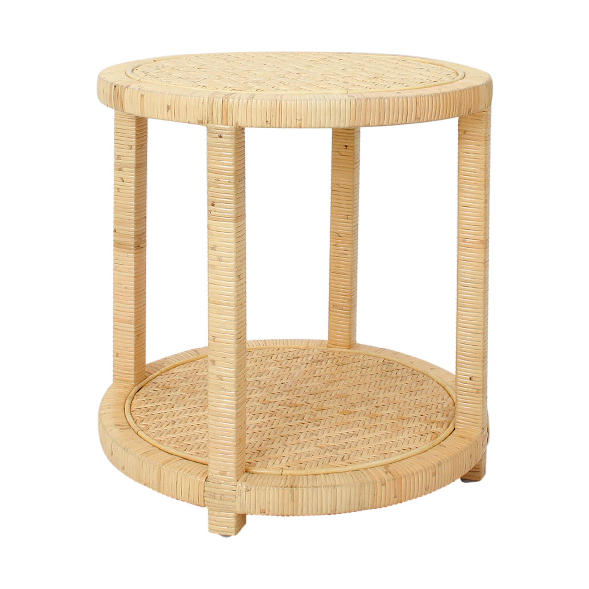 Camila Round Rattan Side Table with Shelf | Practical & Elegant – East ...