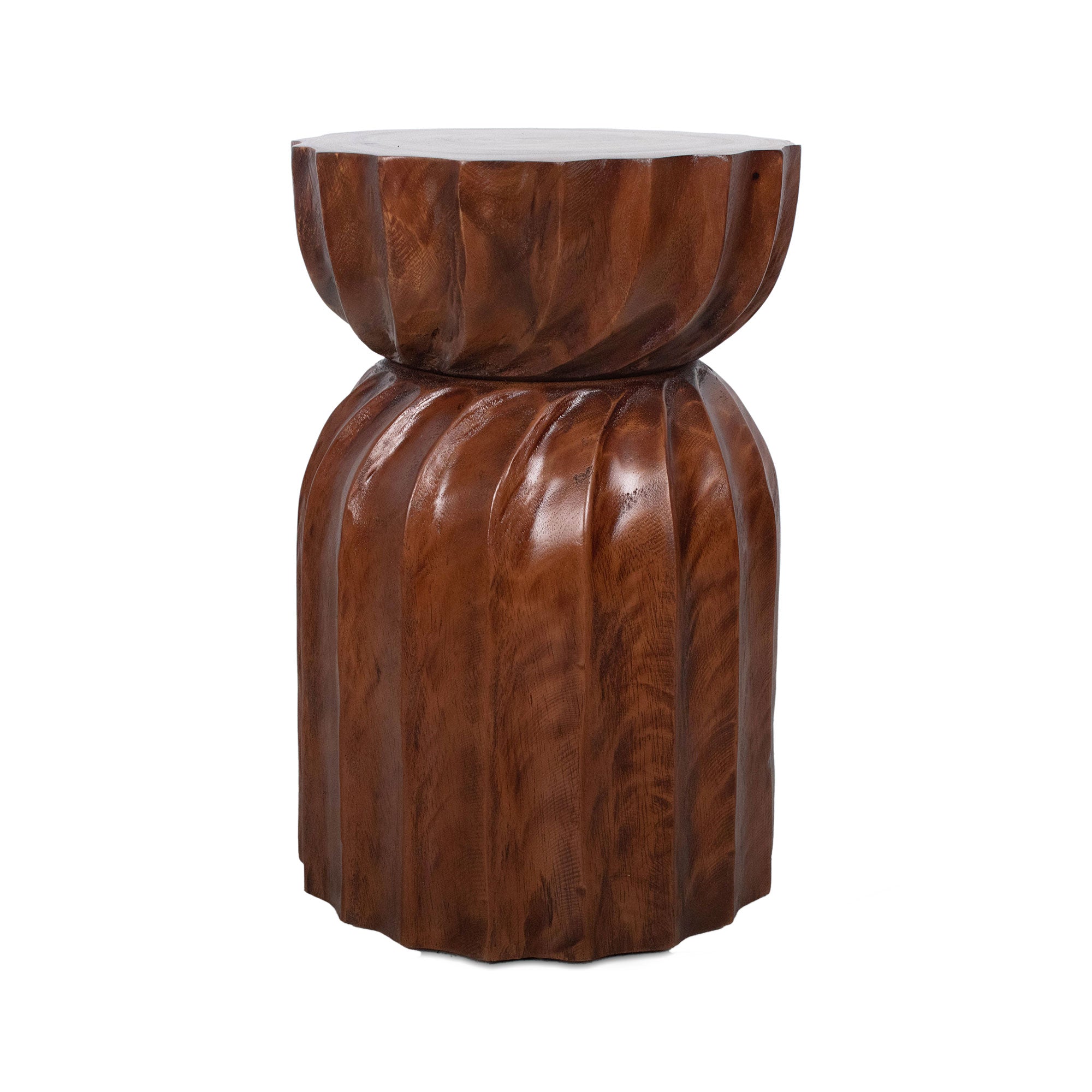 Enzo Fluted Solid Wood Side Table Classic Textured Accent Piece – East ...