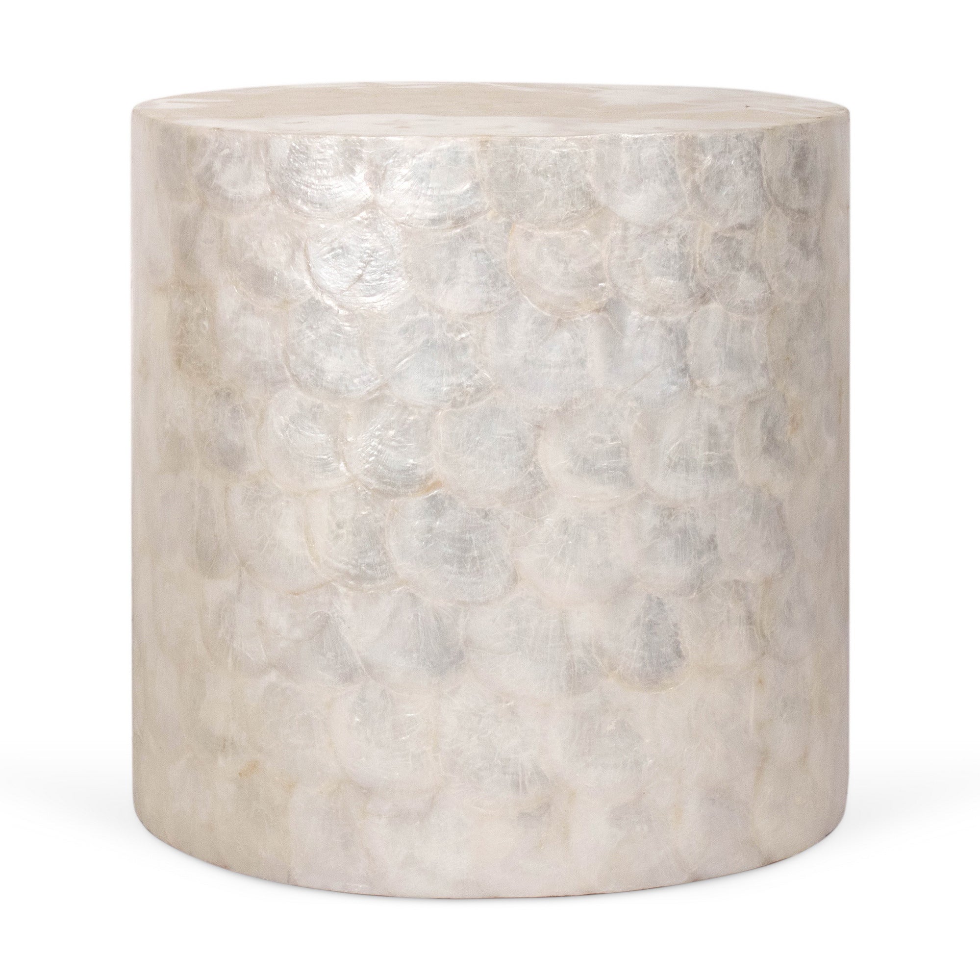 Tasi Coastal Drum Capiz Accent Table with Textured Shell Design – East ...