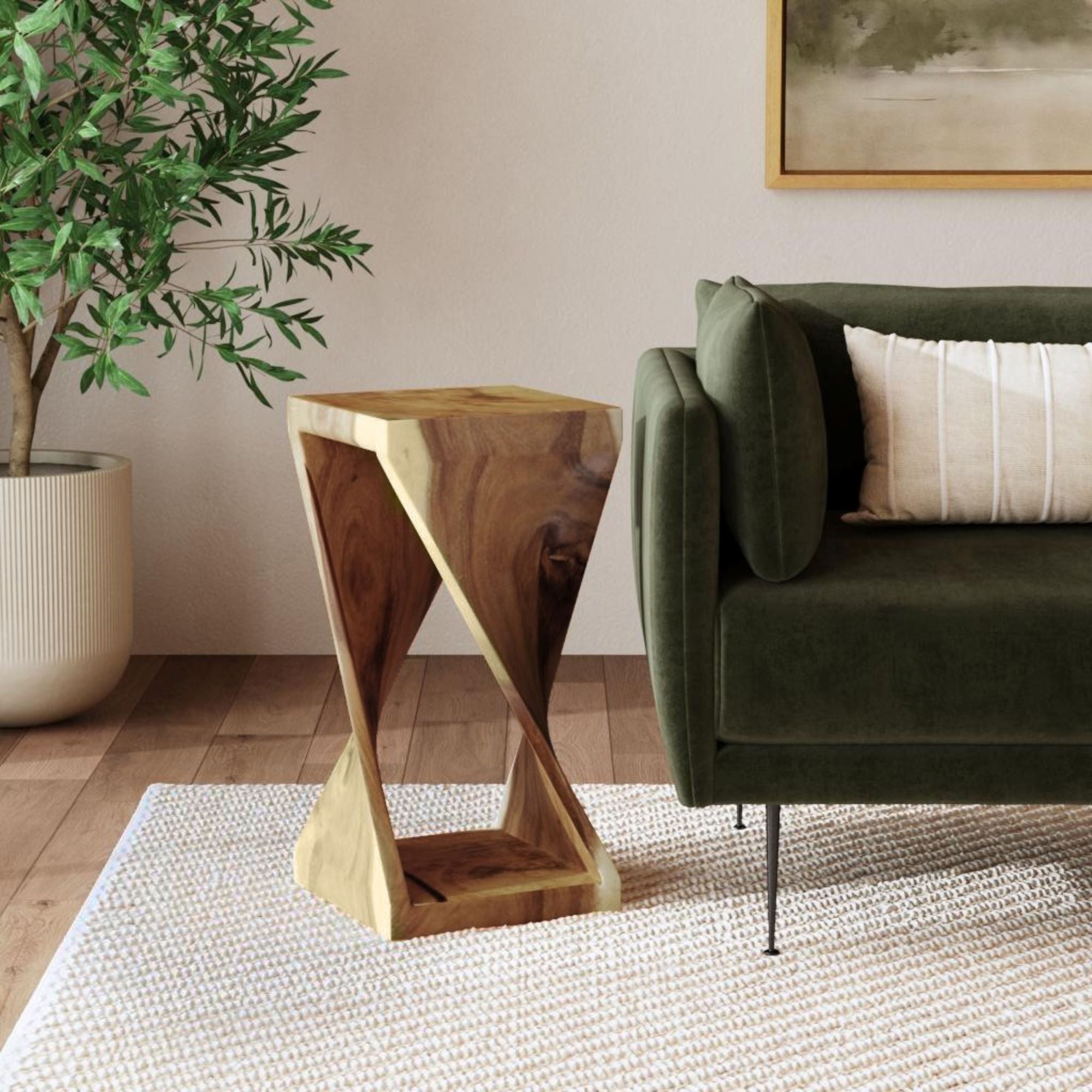 Cason Solid Teak Twist Accent Table | East at Main