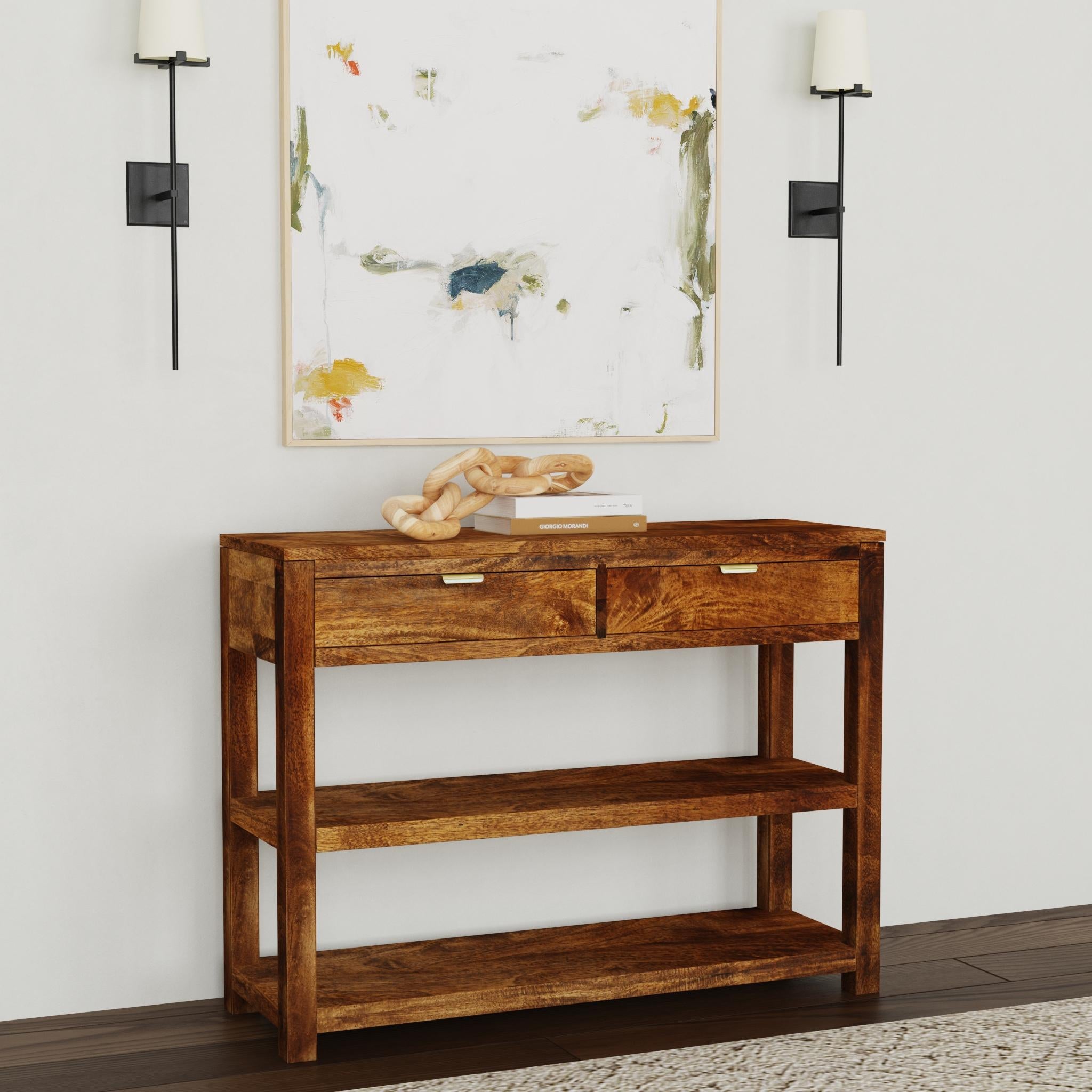 Jade 2 Drawer Solid Wood Console Table East at Main