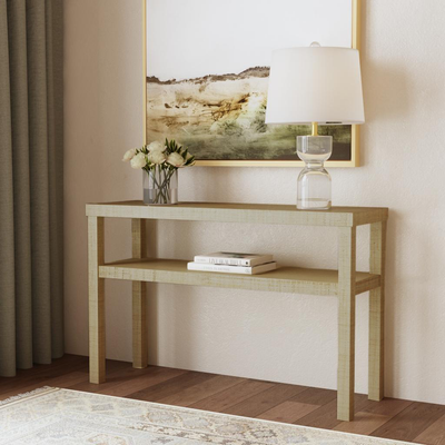 Riley Raffia Console Table with Shelf â€“ Handwoven Sustainable Raffia ...