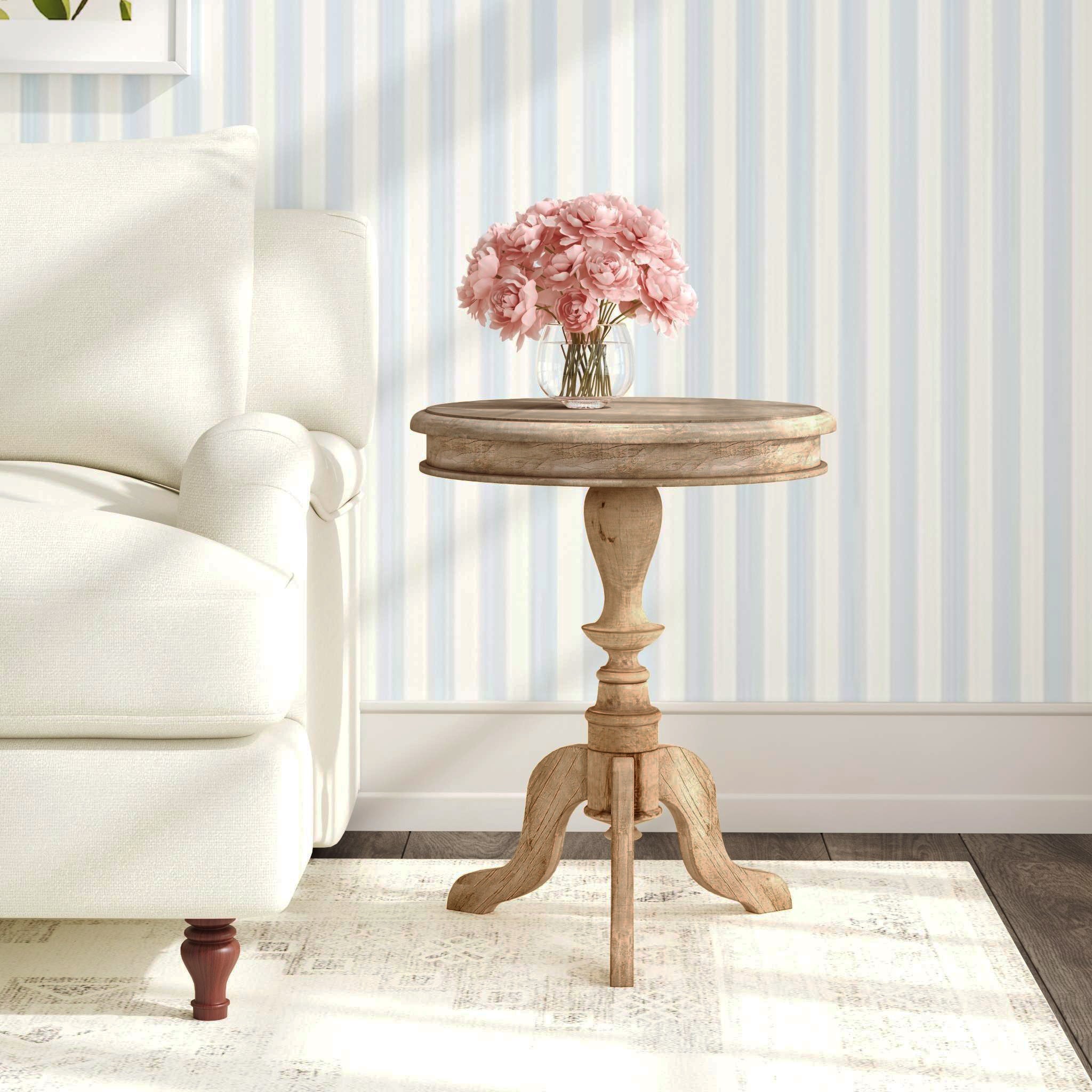 Leona Solid Wood Pedestal Accent Table | East at Main