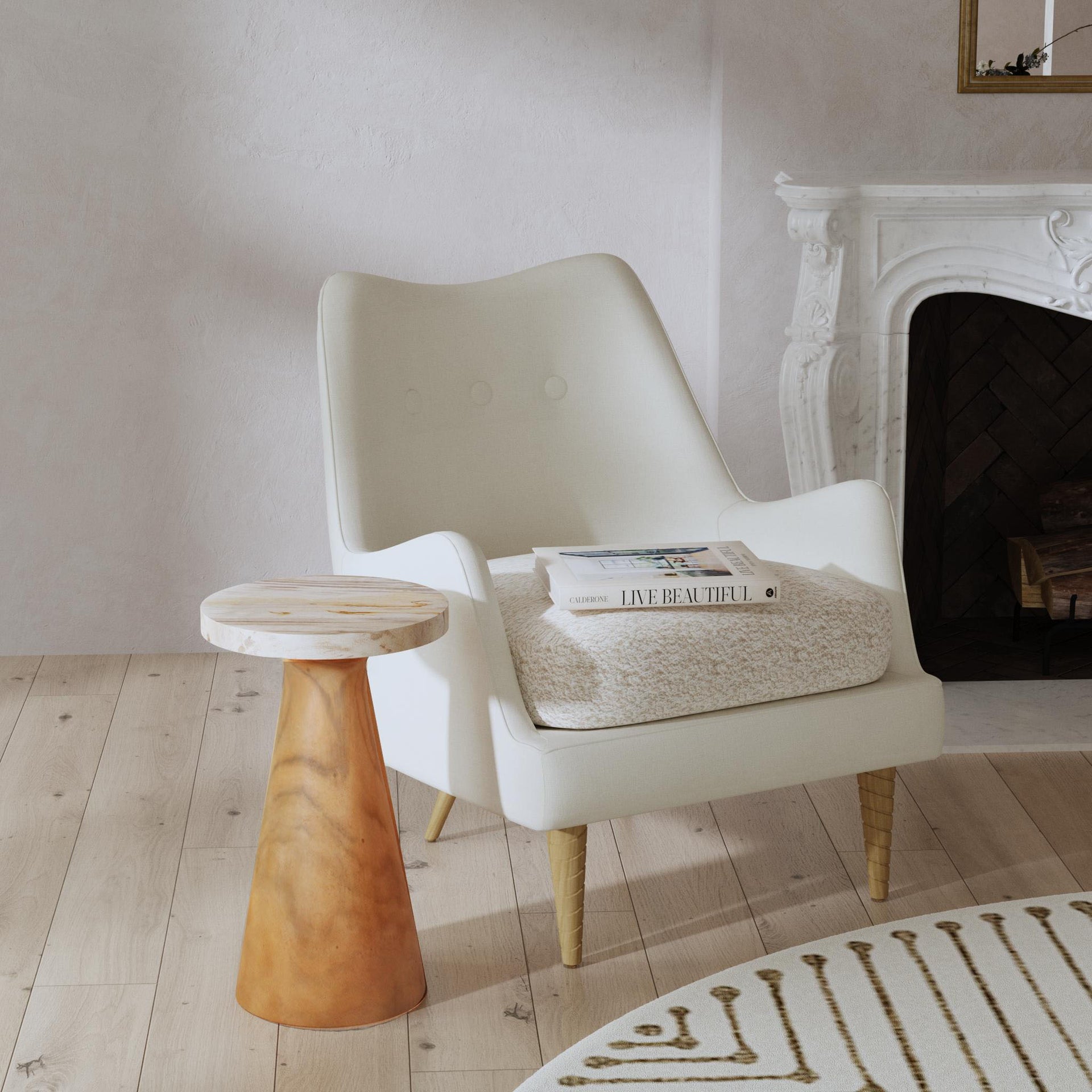 Exquisite Kayu Petrified Wood Pedestal Table: Unique Home Decor Accent ...