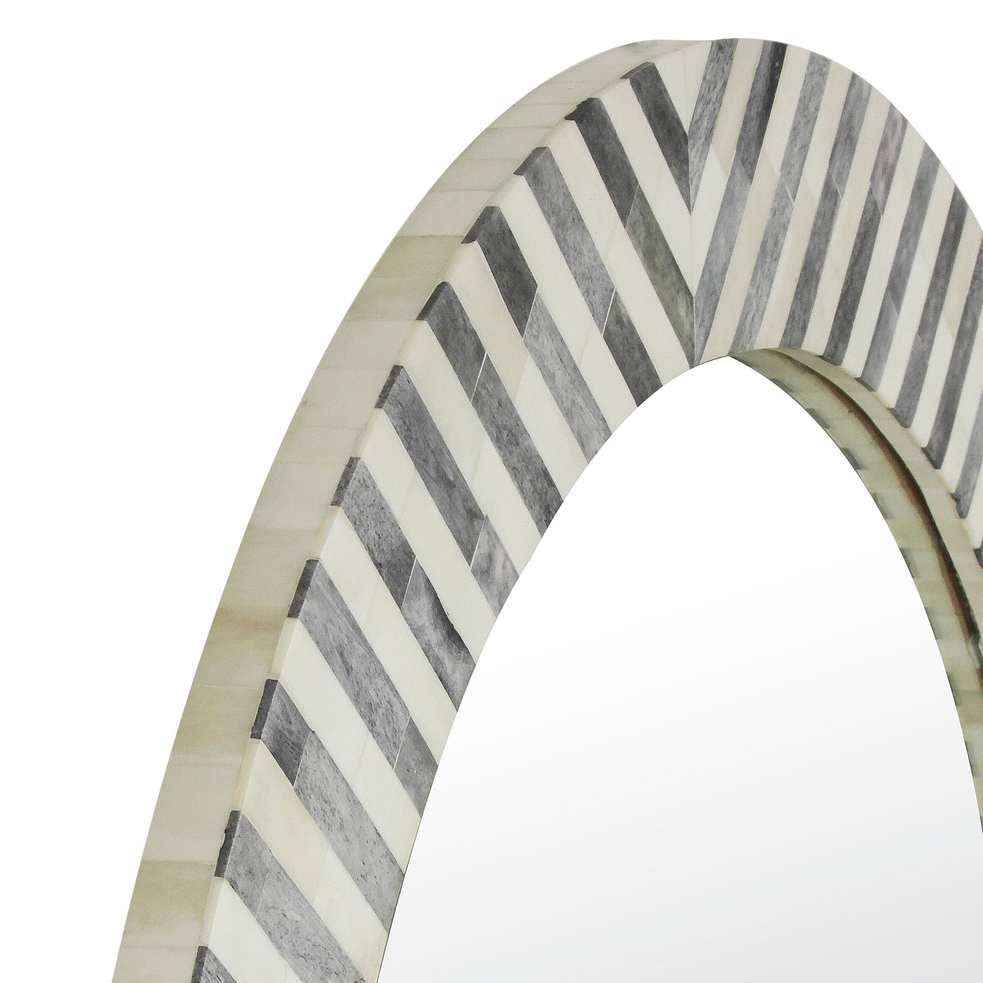 Aurora Round & Rectangle Bone Inlay Mirror Unique Handcrafted Neutral ...