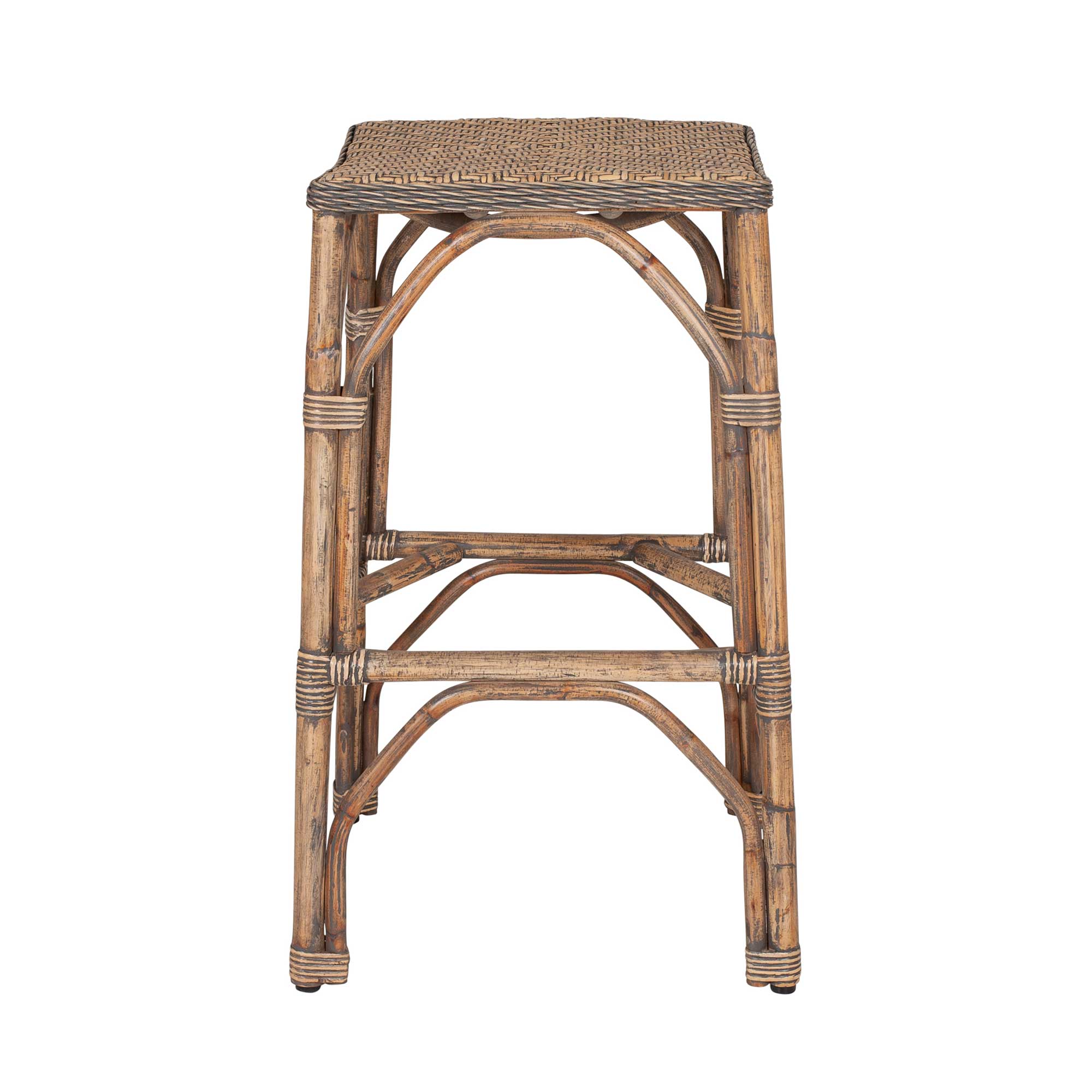Backless Rattan Bar Stool â€“ Handwoven Cane Seat with Decorative Open ...