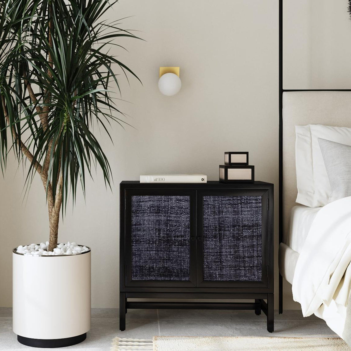 Raffia Paneled 2 Door Storage Cabinet – East at Main
