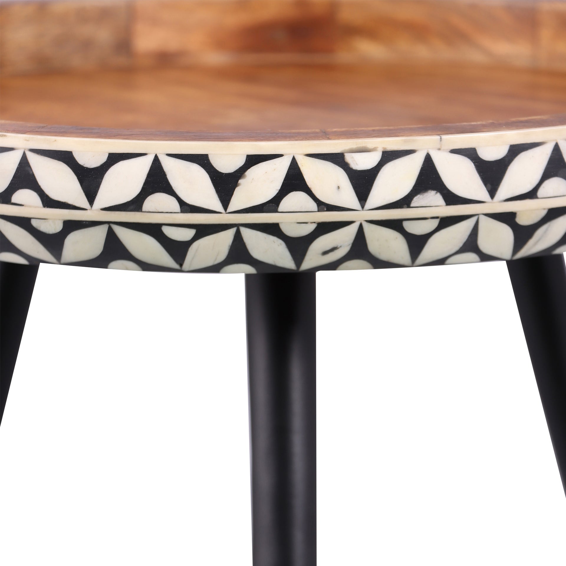 Jada Side Table – Unique Kiln-Dried Wood & Bone Inlay Accent Table with ...
