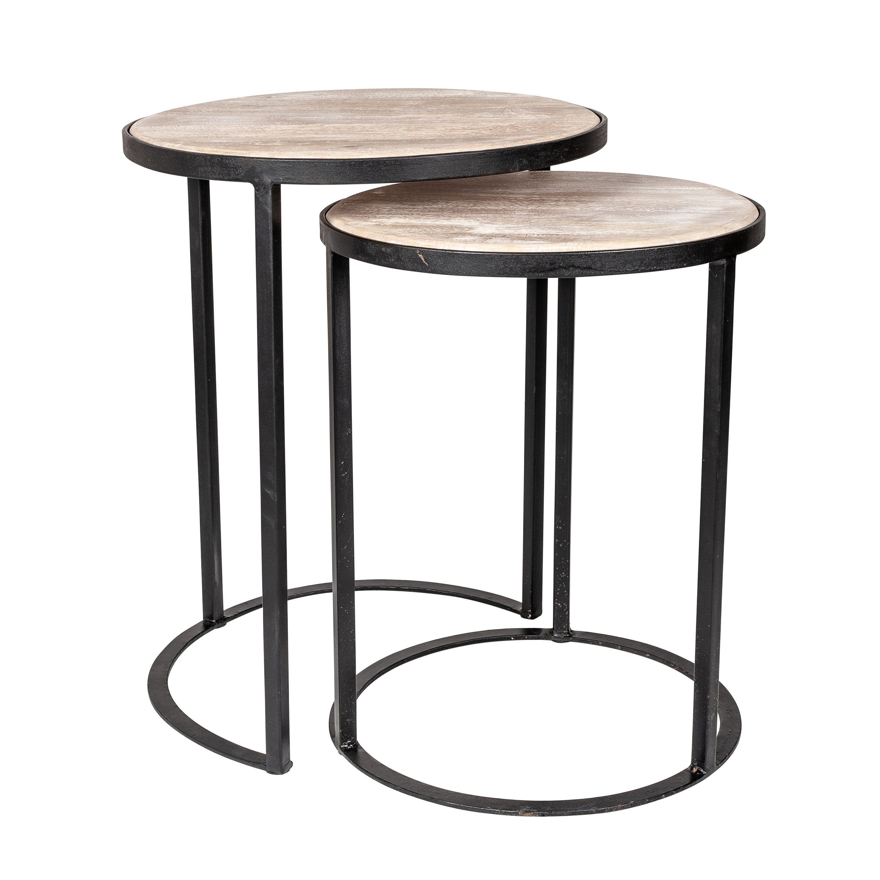 Natural Wood and Iron Nesting Accent Tables Set of 2 by East at Main Gold